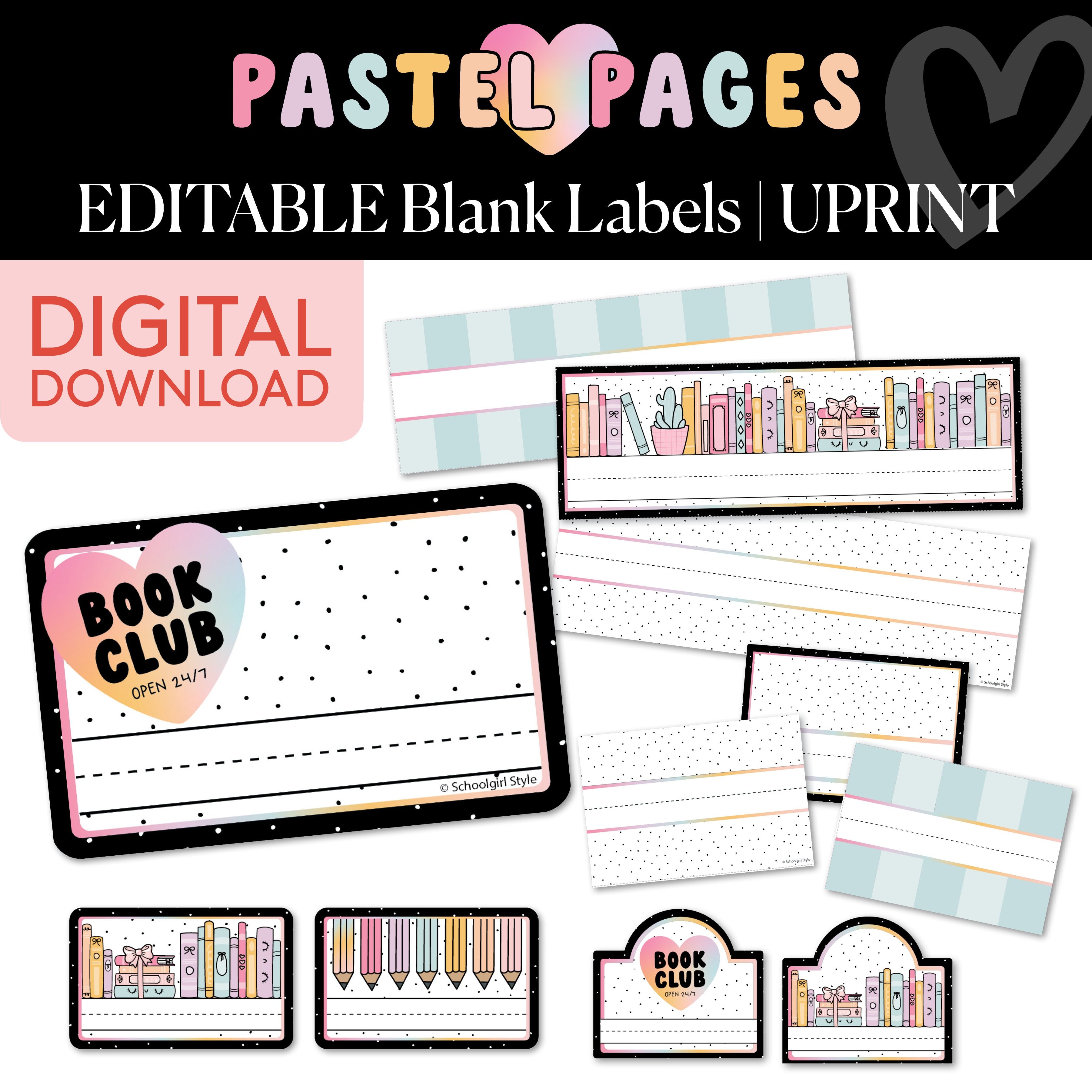 Printable Boho Pastel Editable Blank Classroom Labels | Pastel Pages ...