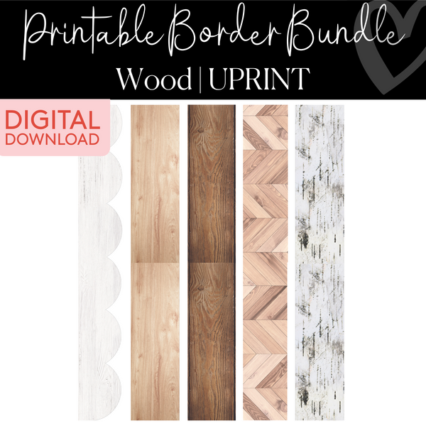 Printable Border Bundle | Wood | UPRINT | Schoolgirl Style