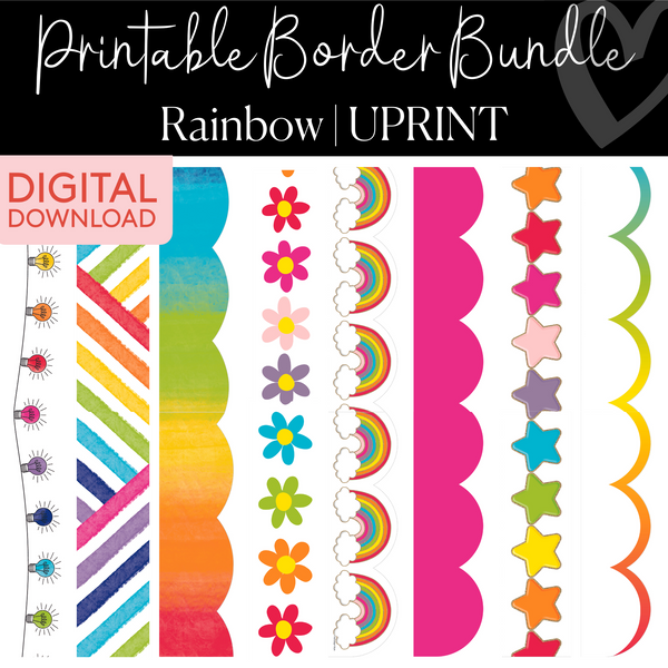 Printable Border Bundle | Rainbow | UPRINT | Schoolgirl Style