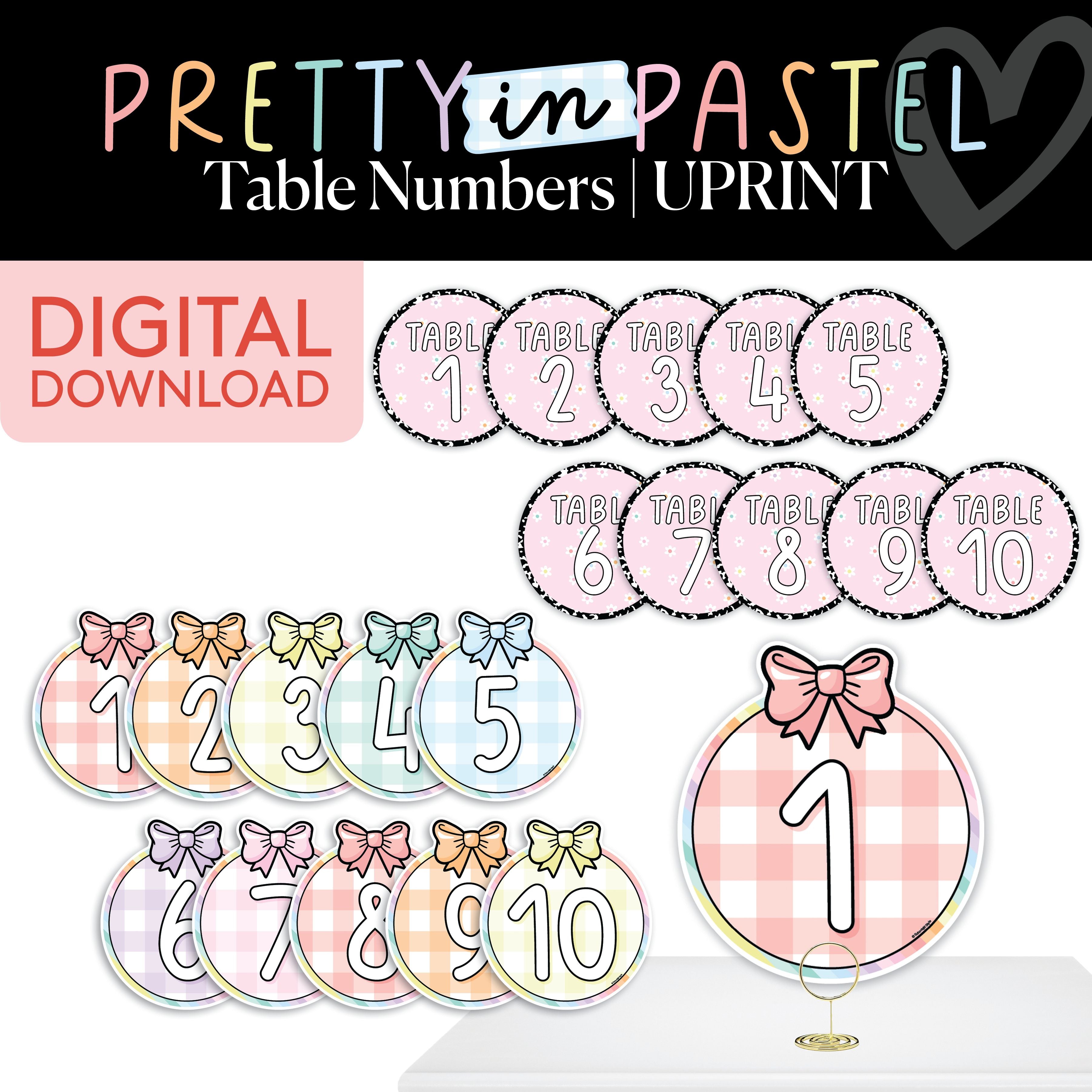 Printable Pastel Table Numbers | Pretty in Pastel – Schoolgirl Style