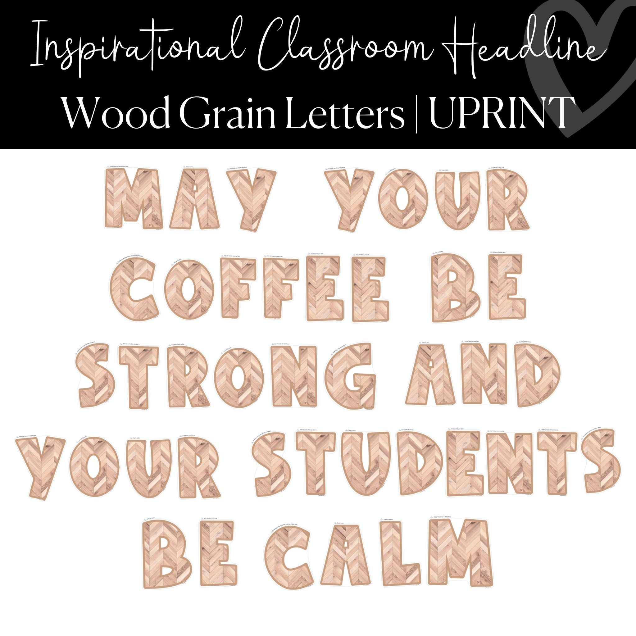 Neutral Bulletin Board Letters | Wood Grain Printable Letters | Strong ...