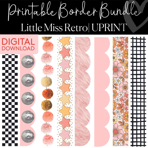 Printable Border Bundle | Little Miss Retro | UPRINT | Schoolgirl Styl ...