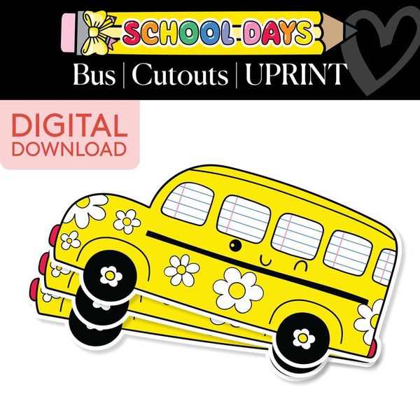 Printable Yellow Bus Bulletin Board Cutouts | School Days – Schoolgirl ...