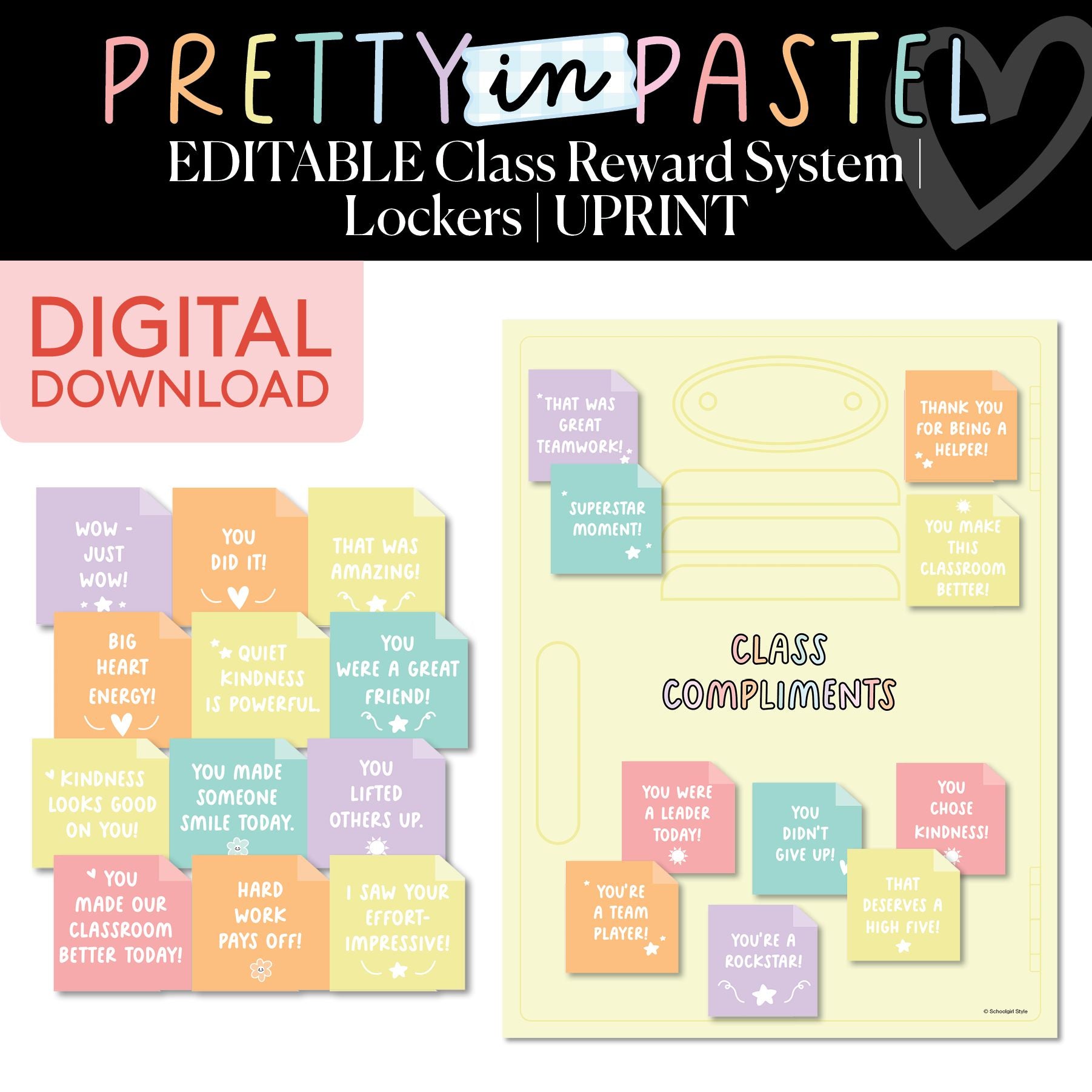 Printable Pastel Class Reward System | Lockers | Pretty In Pastel ...
