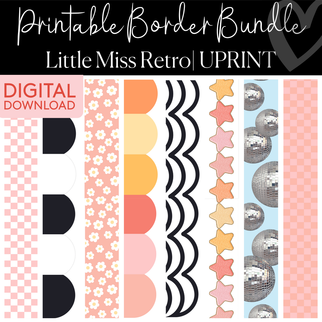 Printable Border Bundle | Little Miss Retro | UPRINT | Schoolgirl Styl ...