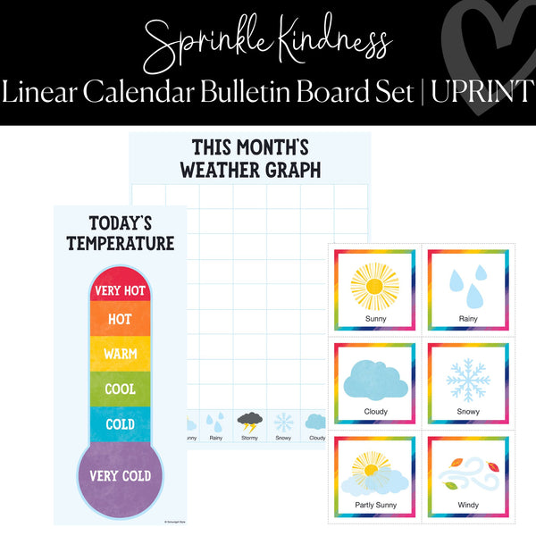 Linear Calendar | Early Childhood Rainbow Classroom Decor | Sprinkle K ...