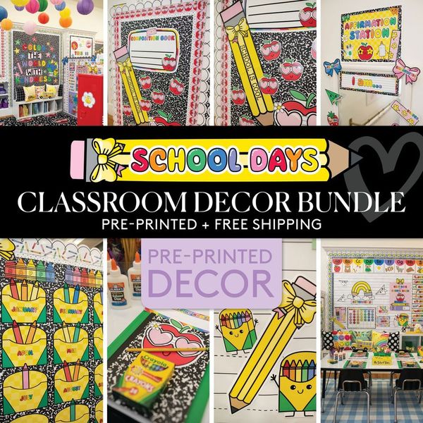 School Days Pre-Printed Classroom Decor Bundle – Schoolgirl Style