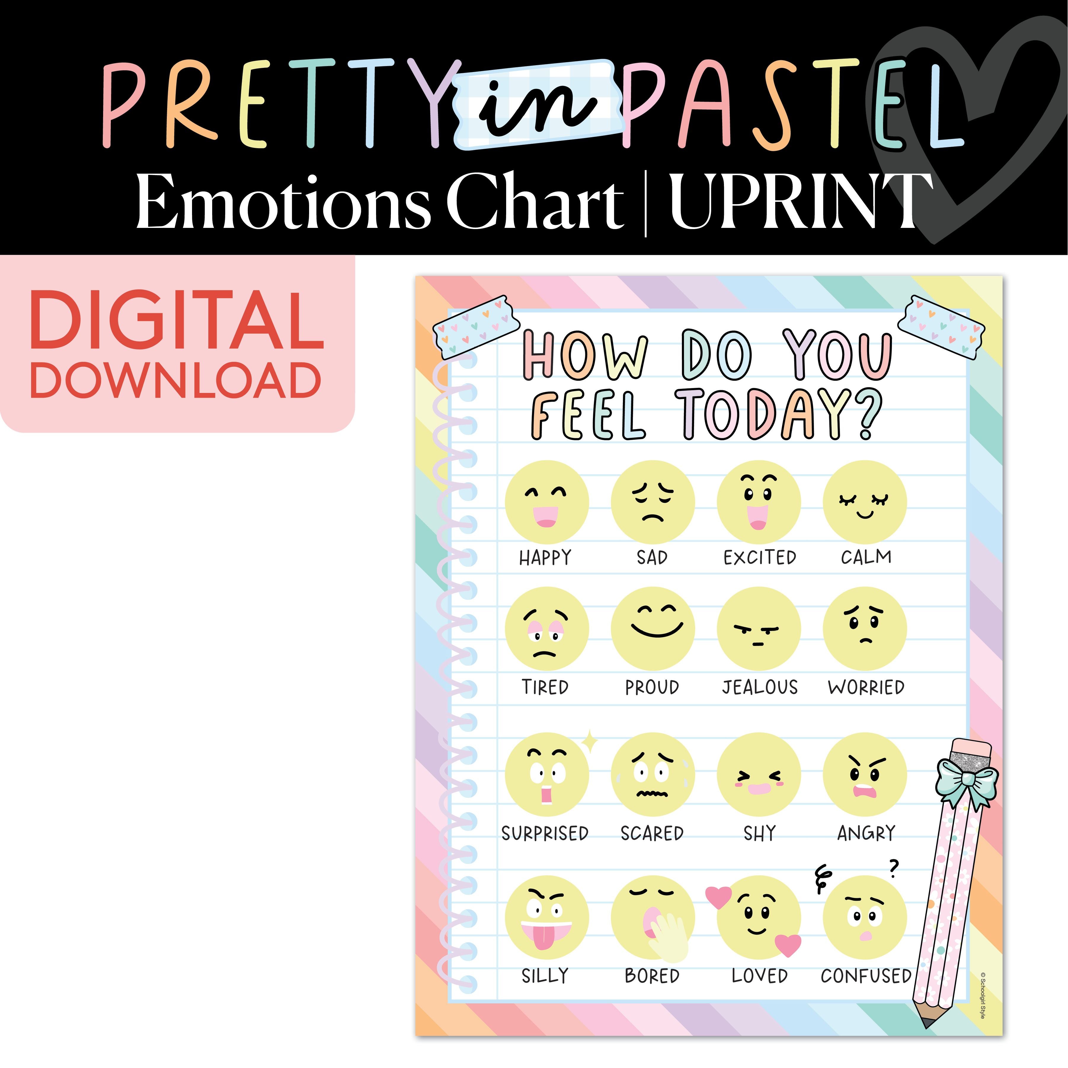 Printable Pastel Emotions Chart | Pretty in Pastel – Schoolgirl Style
