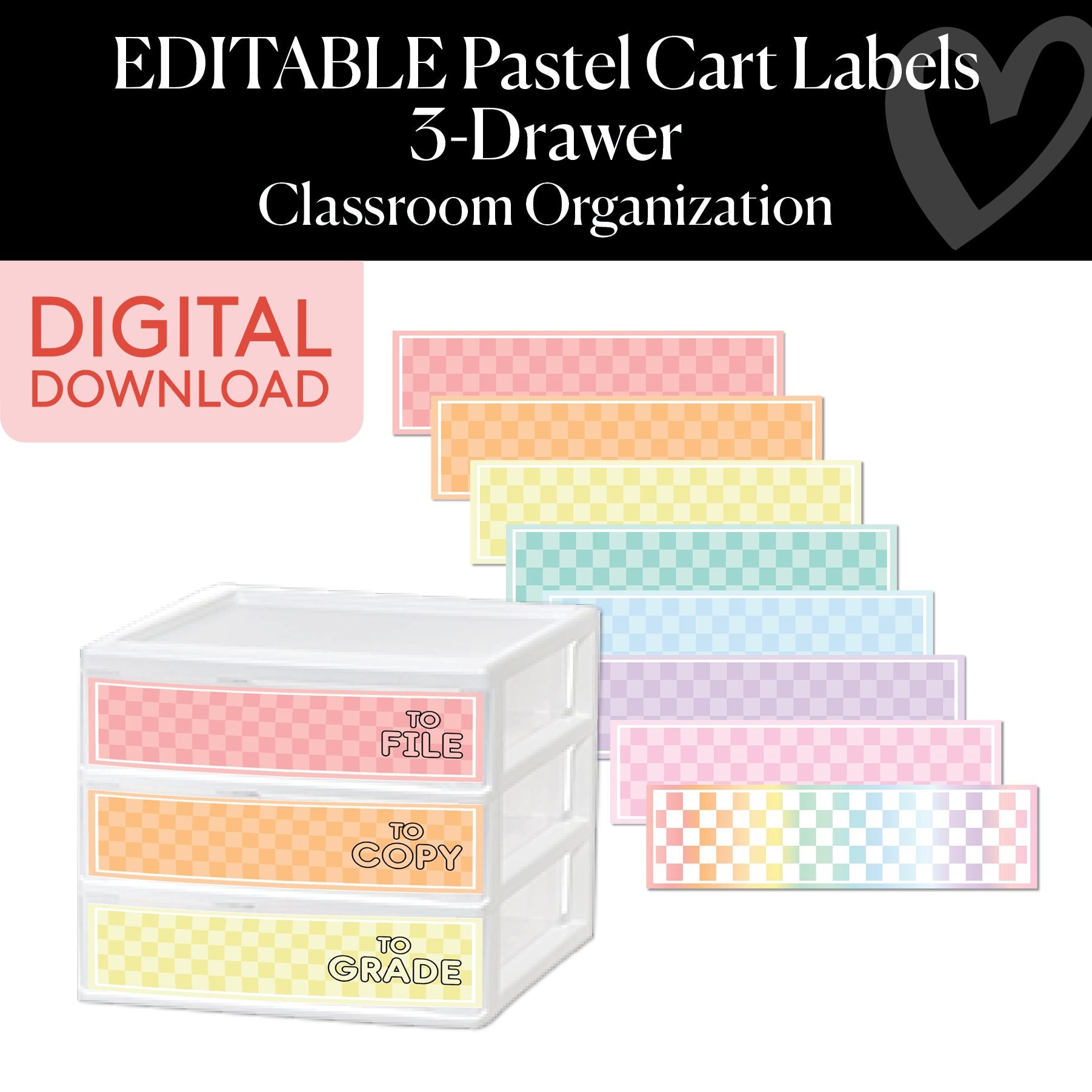 Printable Pastel Three-Drawer Organizer Labels – Schoolgirl Style