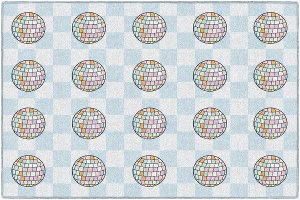 Disco Balls on Blue Checkerboard Sit Spots | Classroom Rugs | Schoolgi ...