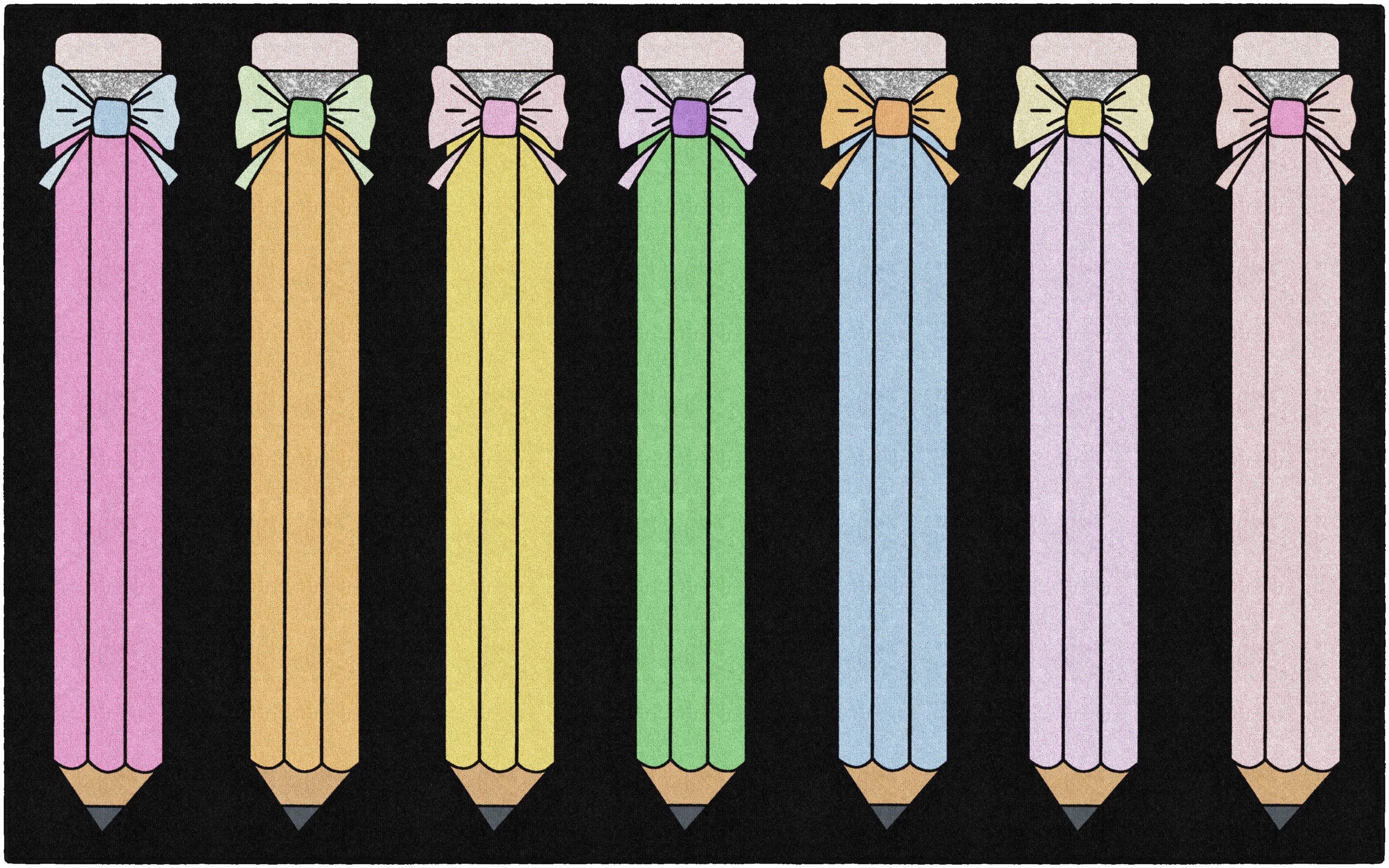 Pastel Pencils with Bows | Classroom Rugs | Schoolgirl Style