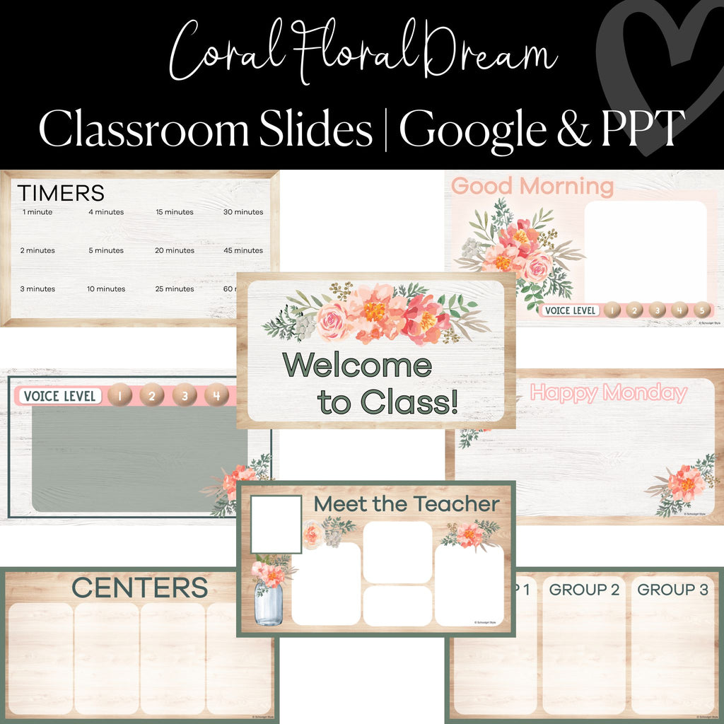 Classroom Slides | Google Slides | Powerpoint Slides | Coral Floral Dr ...