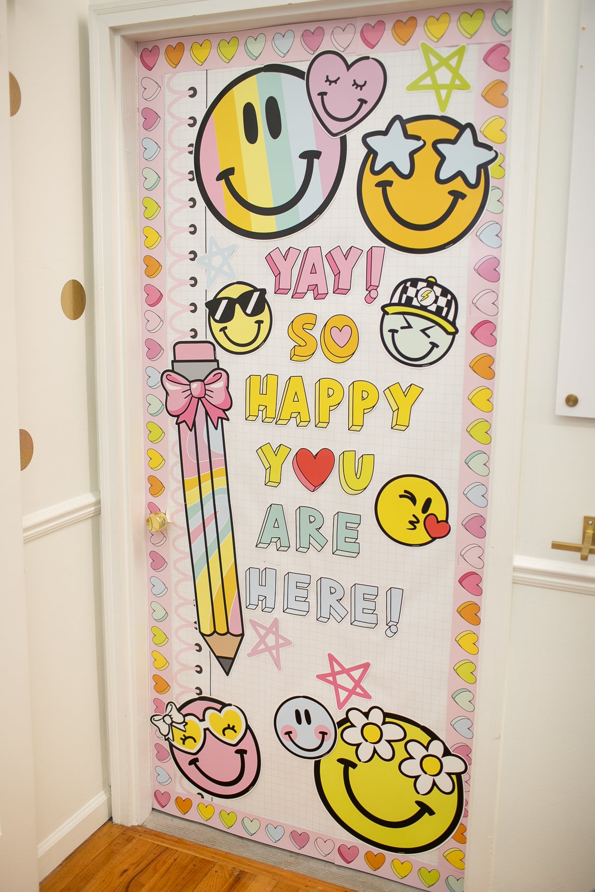 So Happy You Are Here Rainbow Pastel Classroom Door Decor | Emotional ...