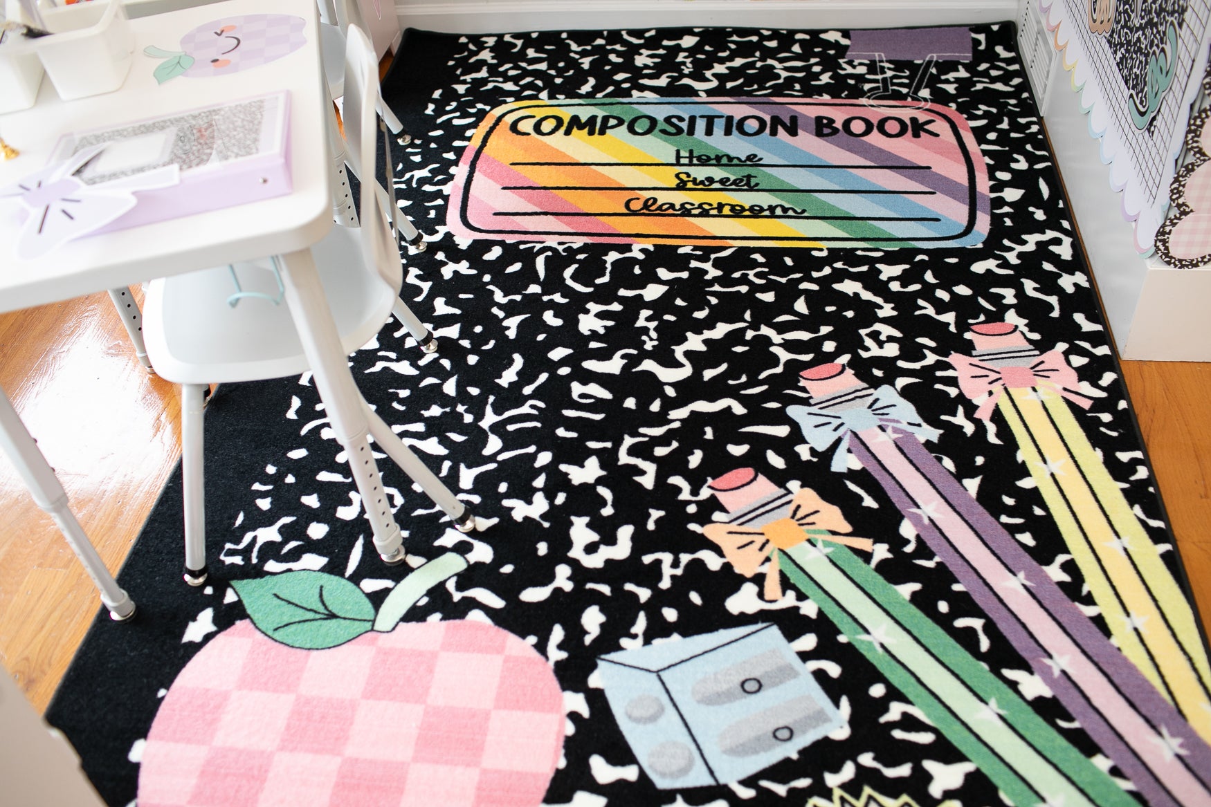 Composition Book with Apple Classroom Rug by Schoolgirl Style