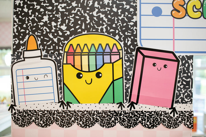 Printable Bright Rainbow School Supplies Buddies Toppers | School Days ...