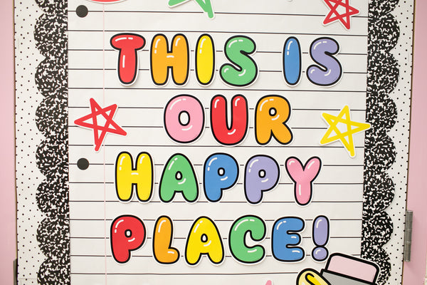 This Is Our Happy Place Bright Rainbow Classroom Door Decor | School D ...
