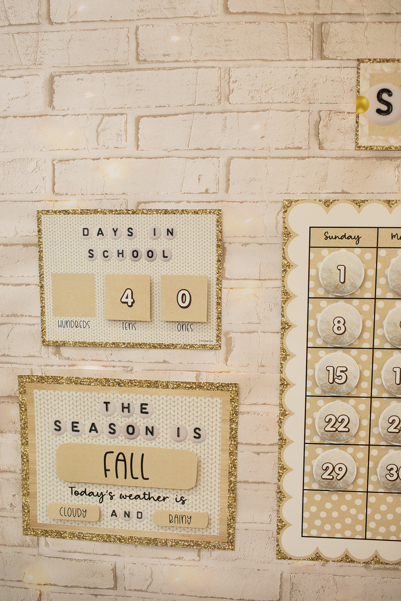 Neutral Calendar Bulletin Board Set | Cozy Collection – Schoolgirl Style