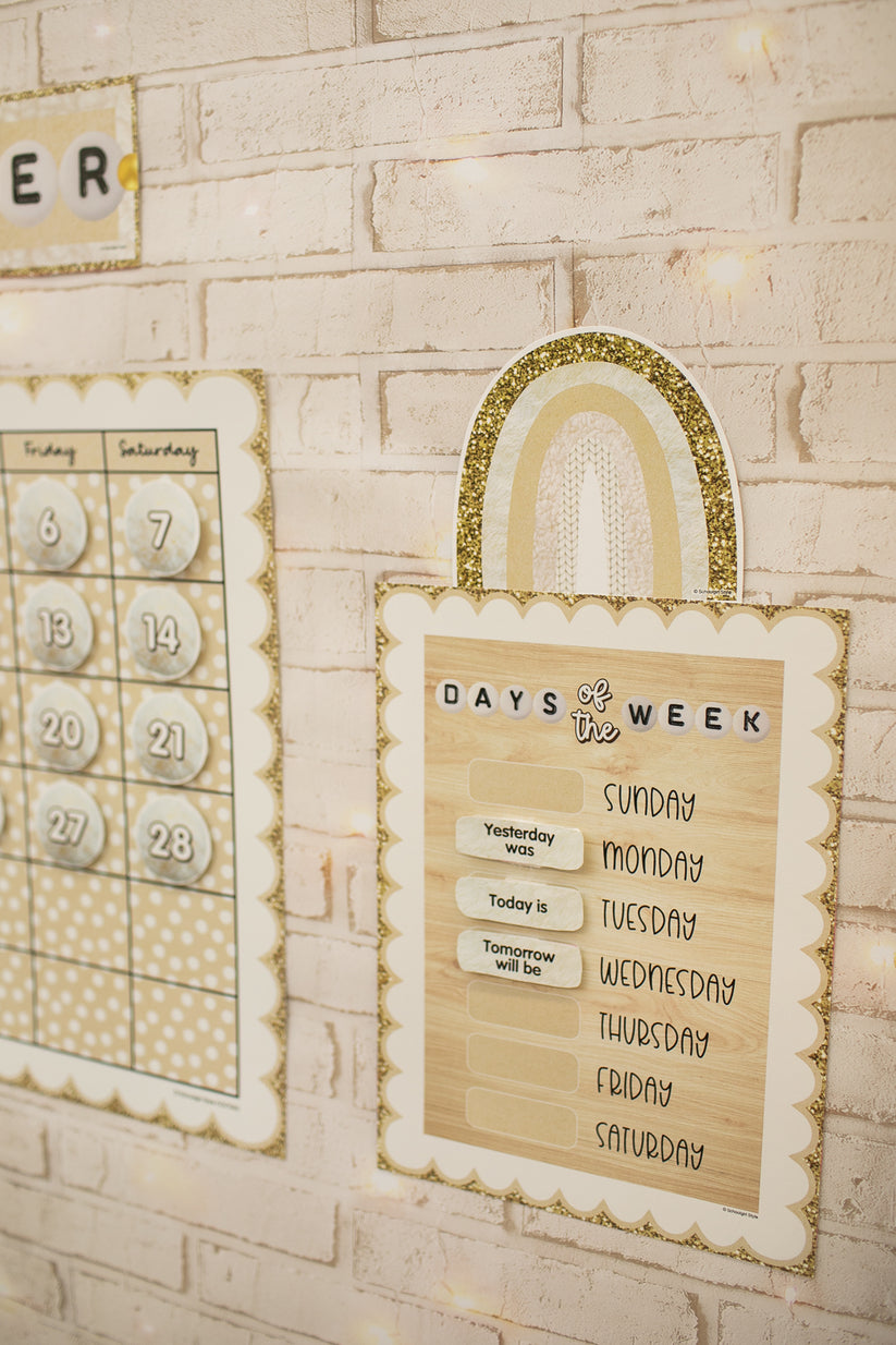 Neutral Calendar Bulletin Board Set | Cozy Collection – Schoolgirl Style