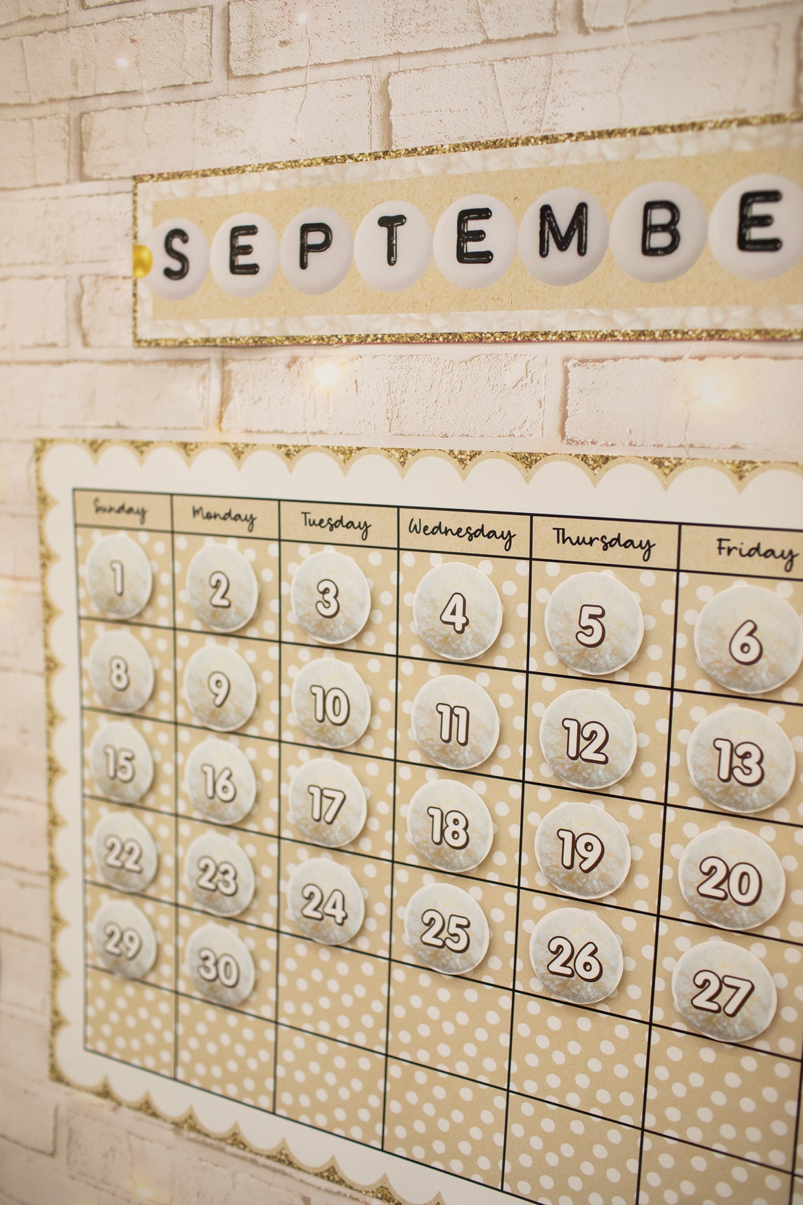 Neutral Calendar Bulletin Board Set | Cozy Collection – Schoolgirl Style