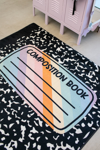 Composition Notebook Rug | Black and White Classroom Rug | Taking Note ...