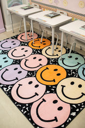 Composition Notebook with Pastel Smileys Classroom Rug by Schoolgirl S ...