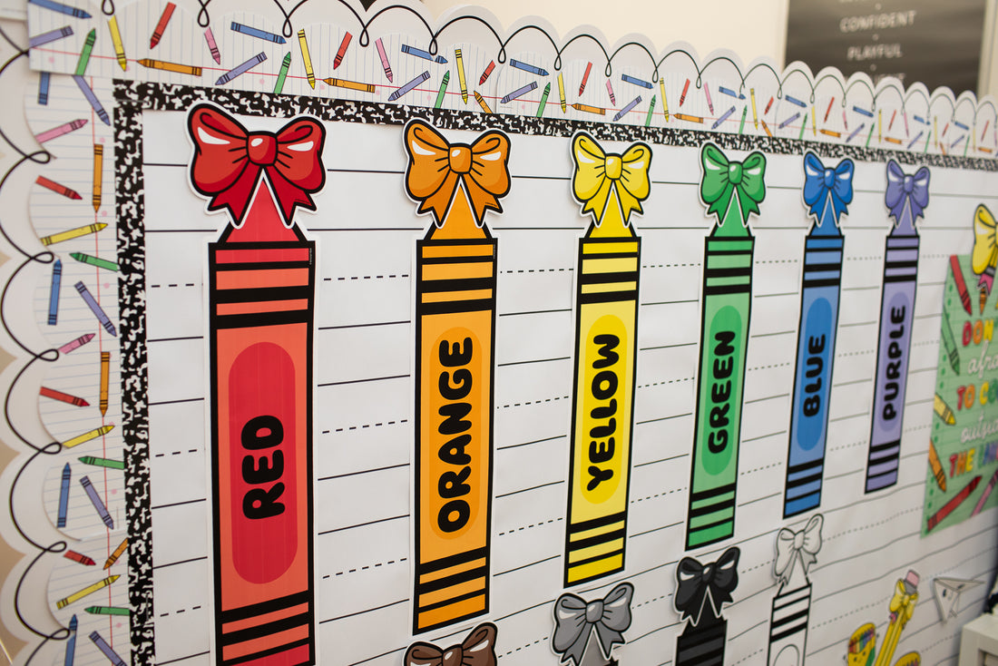 Bright Rainbow Giant Crayons Bulletin Board Set | School Days ...