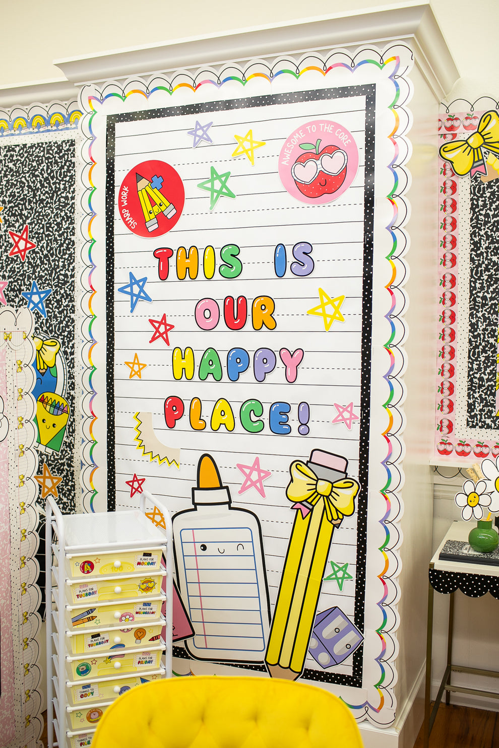 This Is Our Happy Place Bright Rainbow Classroom Door Decor | School D ...