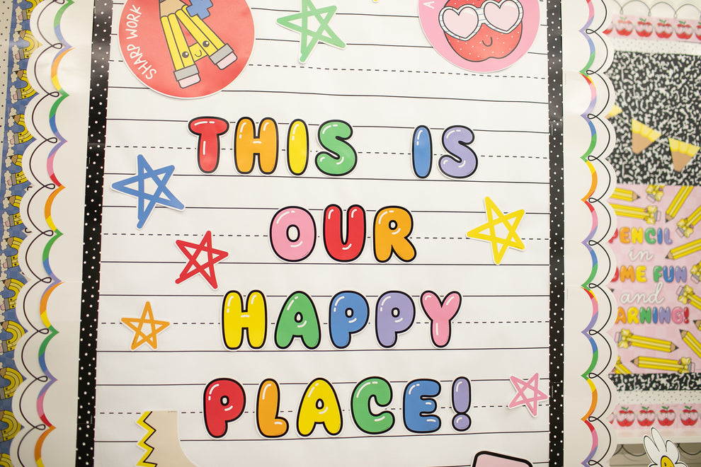This Is Our Happy Place Bright Rainbow Classroom Door Decor | School D ...