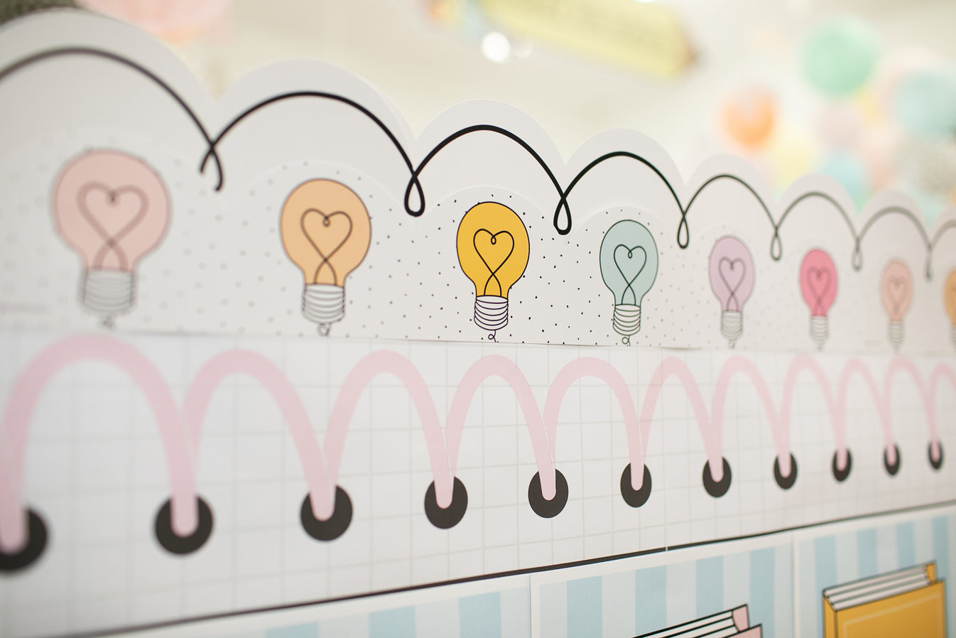 Bright Ideas Pastel Light Bulb Bulletin Board Border | Pastel Pages ...