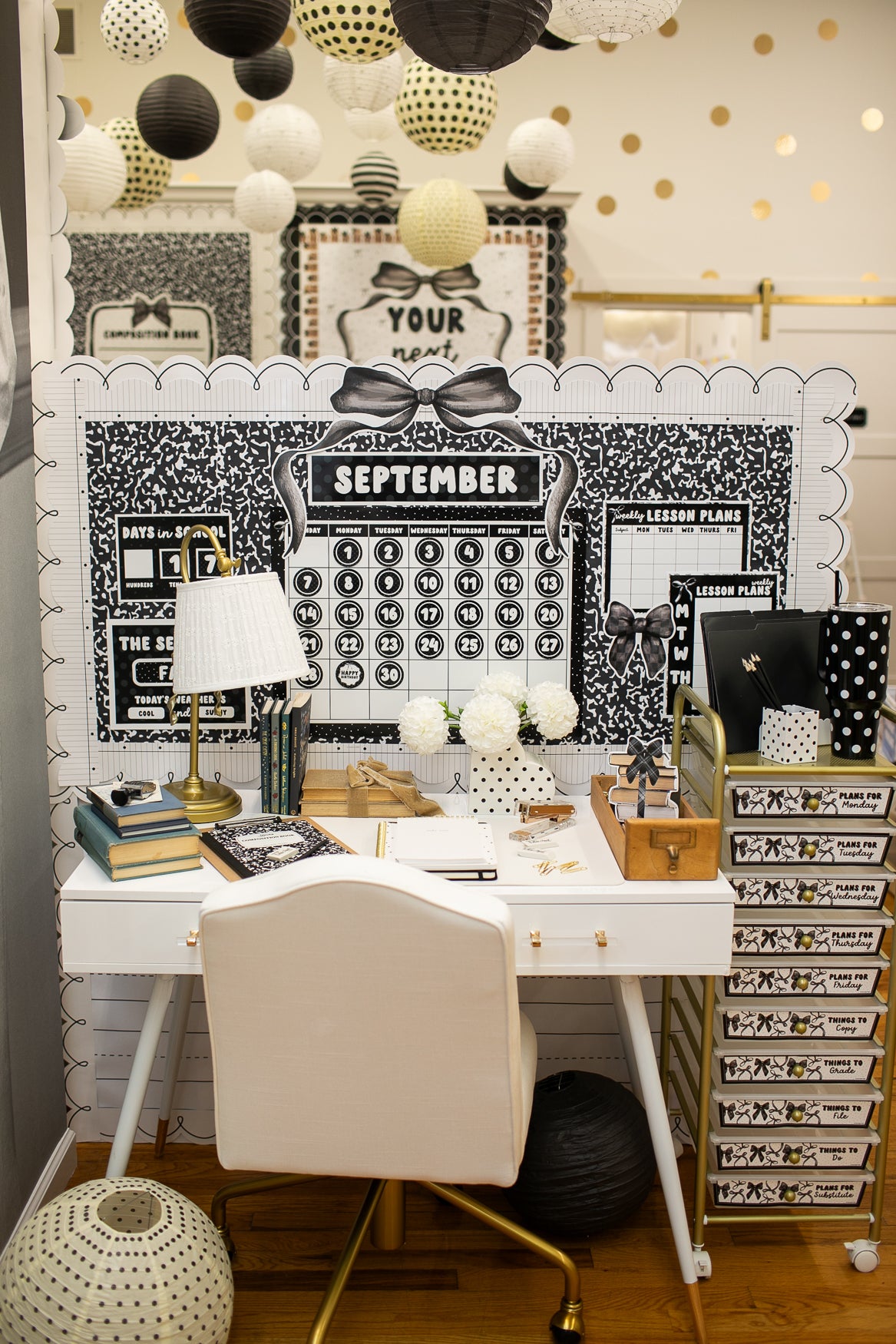 Black and White Classroom Decor- Books and Bows Lookbook – Schoolgirl Style