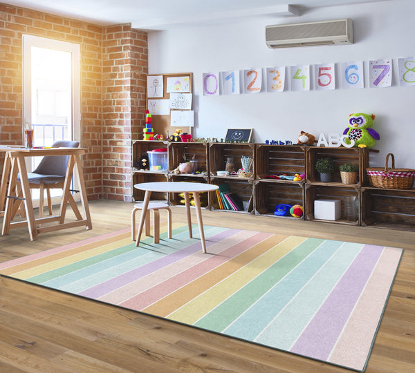 Pastel Rainbow Stripe Rug | Pastel Classroom Rug | Your Story in Paste ...