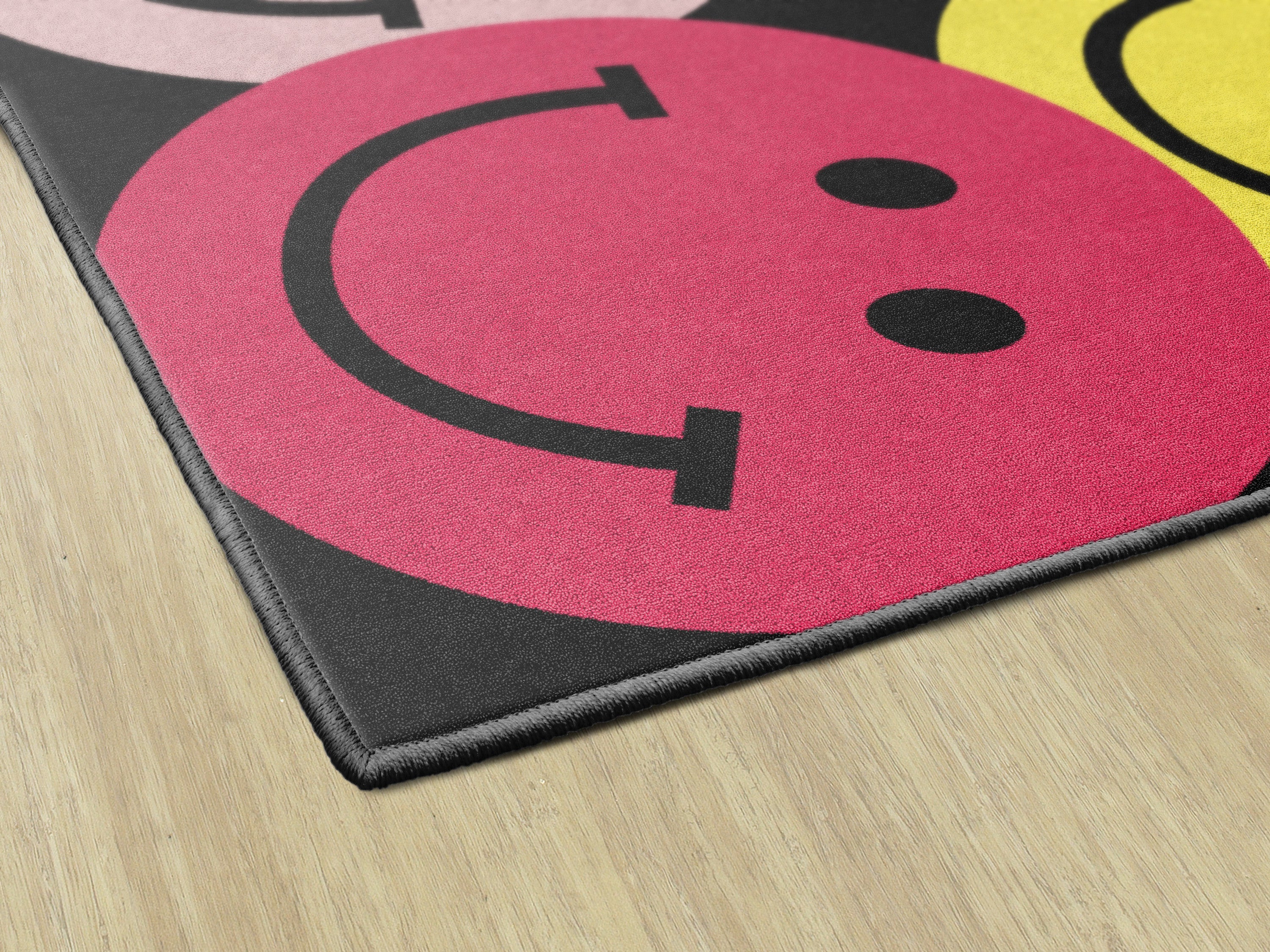 Big Rainbow Smiley Faces Classroom Rug by Schoolgirl Style