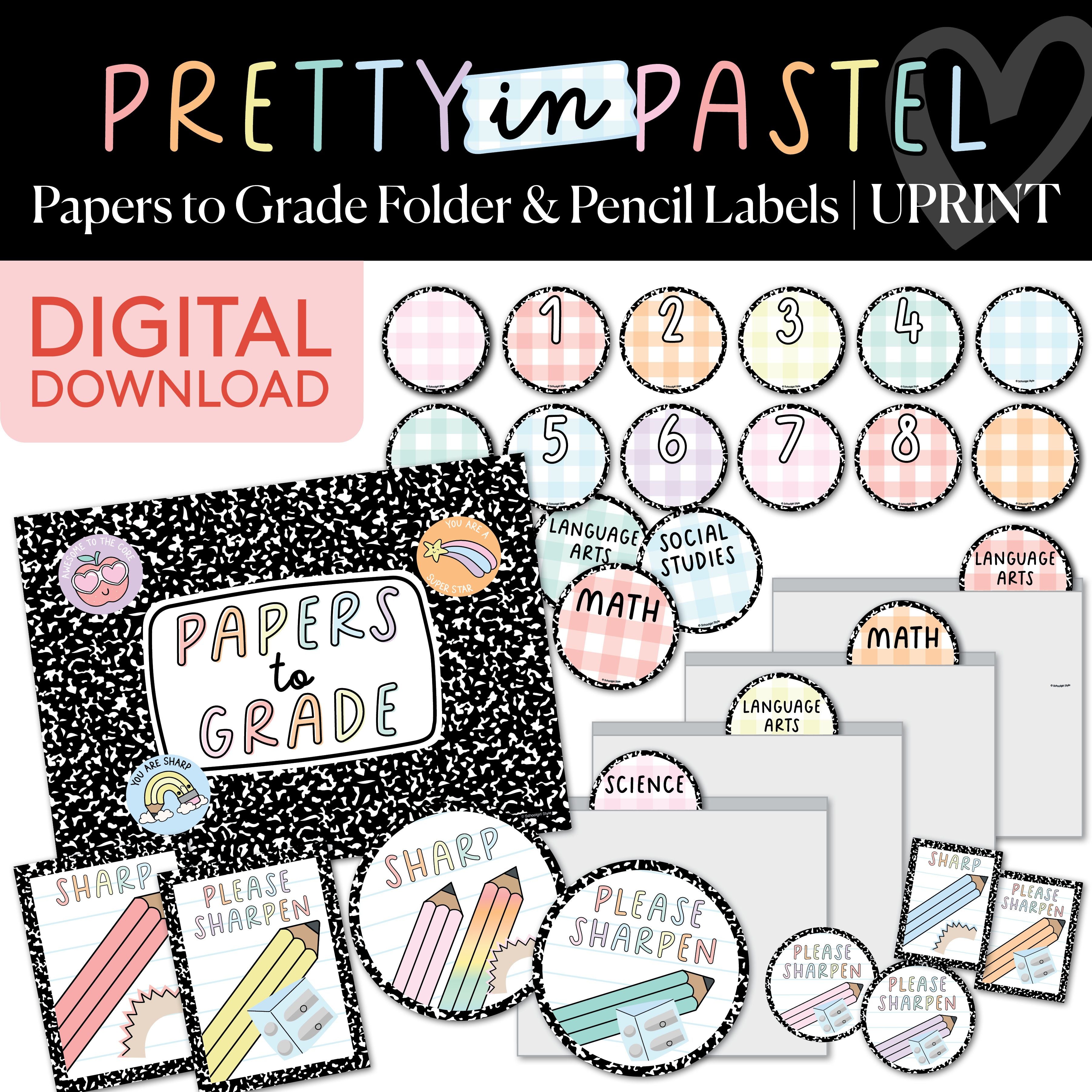 Printable Pastel Papers to Grade Folder & Pencil Labels | Pretty in Pa ...
