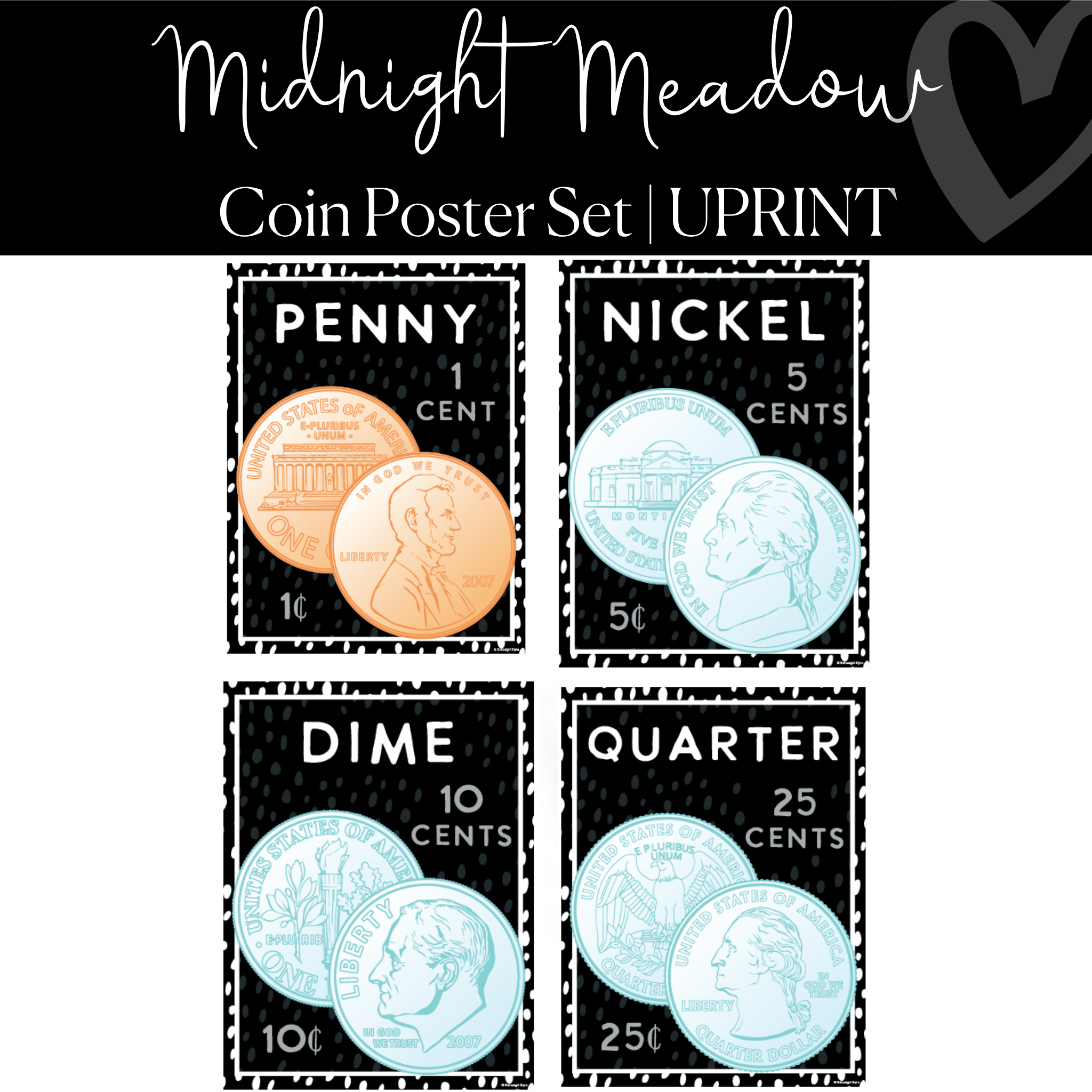 Classroom Coin Posters | Classroom Decor | Midnight Meadow | UPRINT ...
