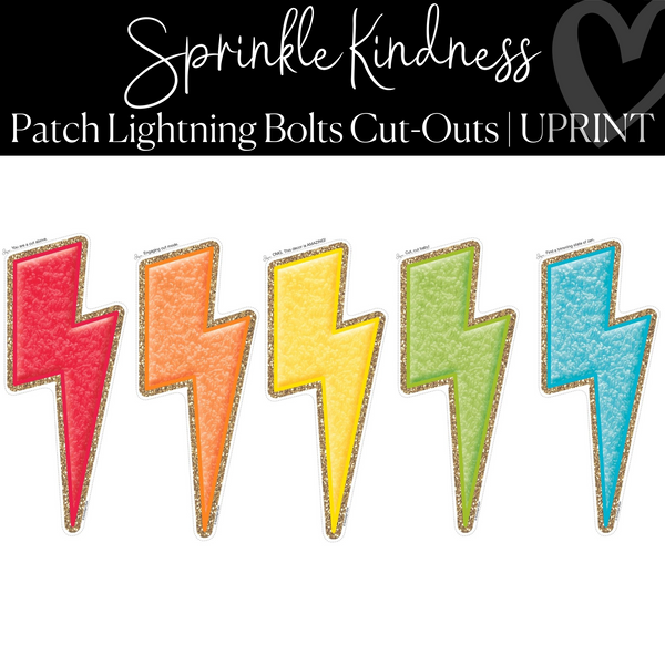 Lightning Bolt REGULAR and XL Classroom Cut-Outs | Rainbow Classroom ...