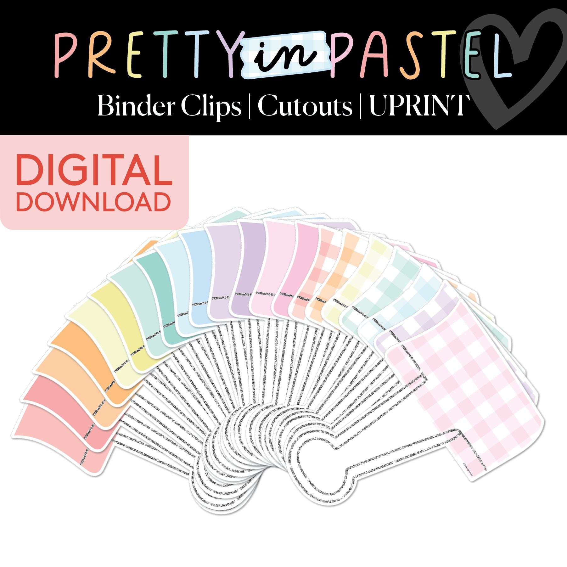 Pastel Binder Clip Bulletin Board Cutout | Pretty in Pastel ...