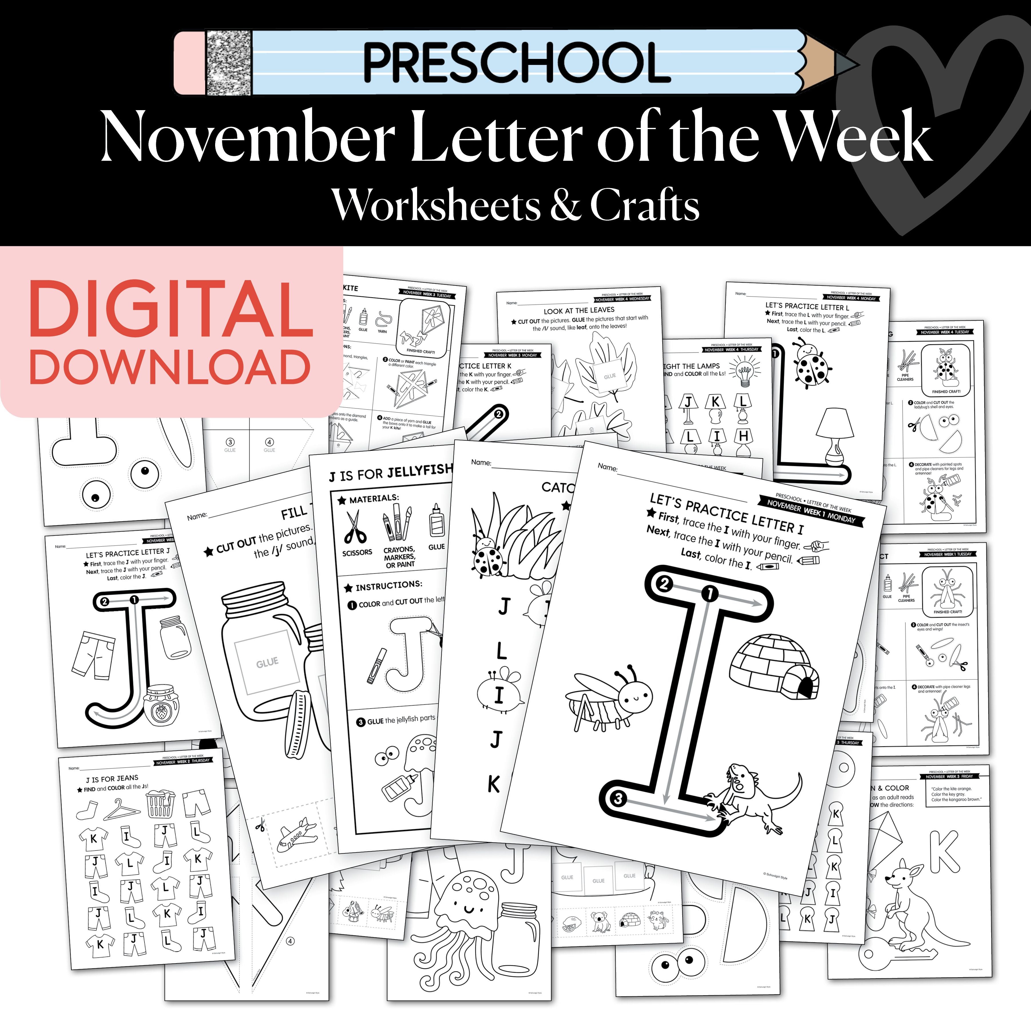 Printable Preschool November Letter of the Week – Schoolgirl Style