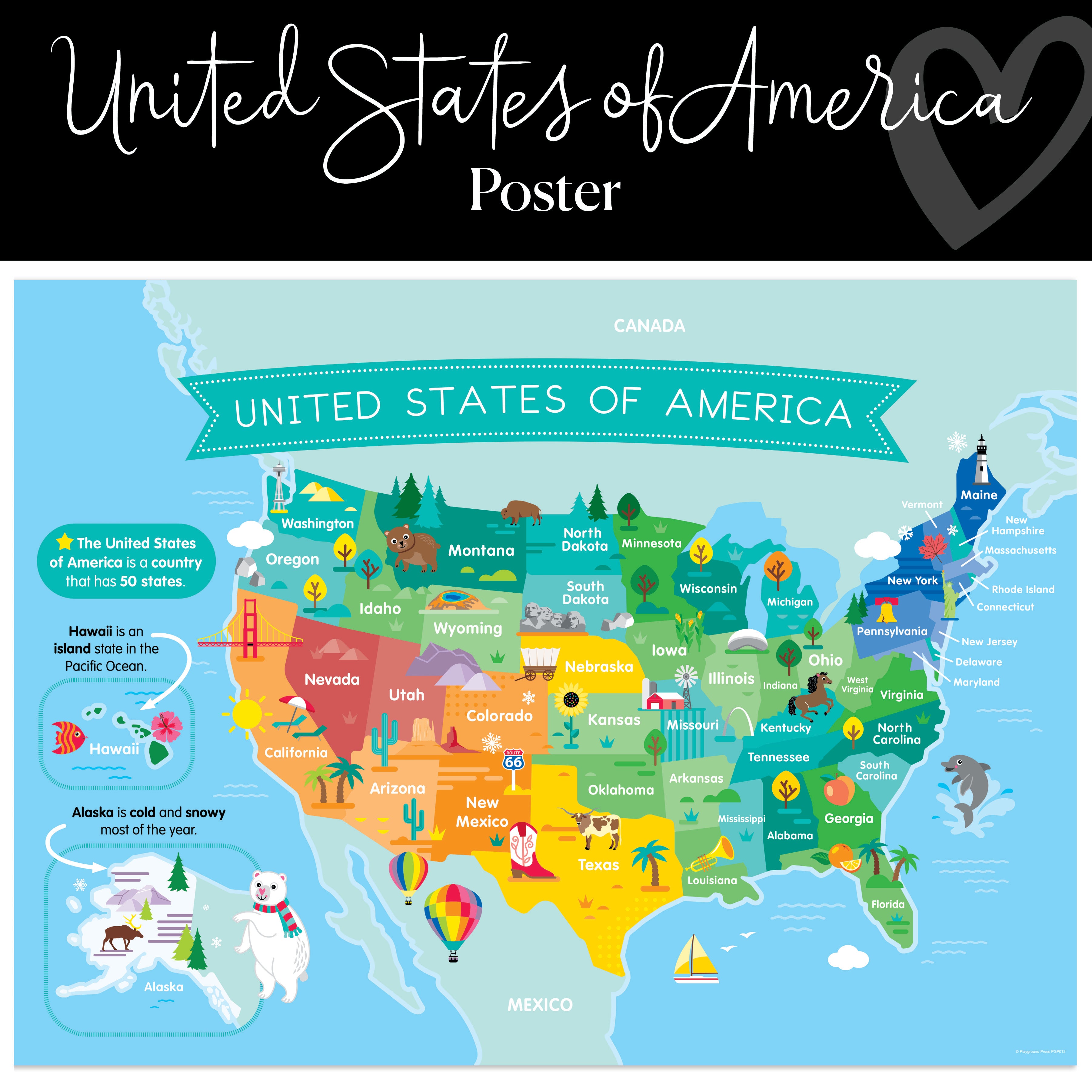 United States of America Map | Classroom Posters | Rainbow Classroom D ...