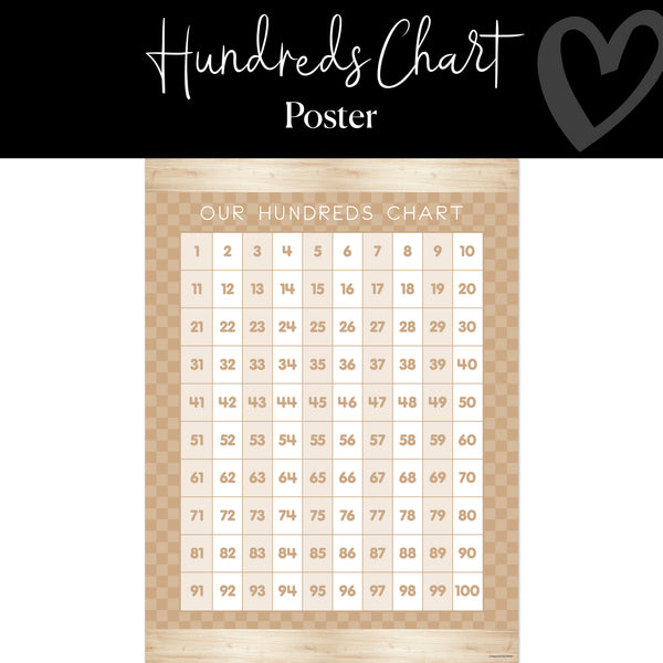 Hundreds Chart | Classroom Posters | Neutral Classroom Decor | Schoolg ...