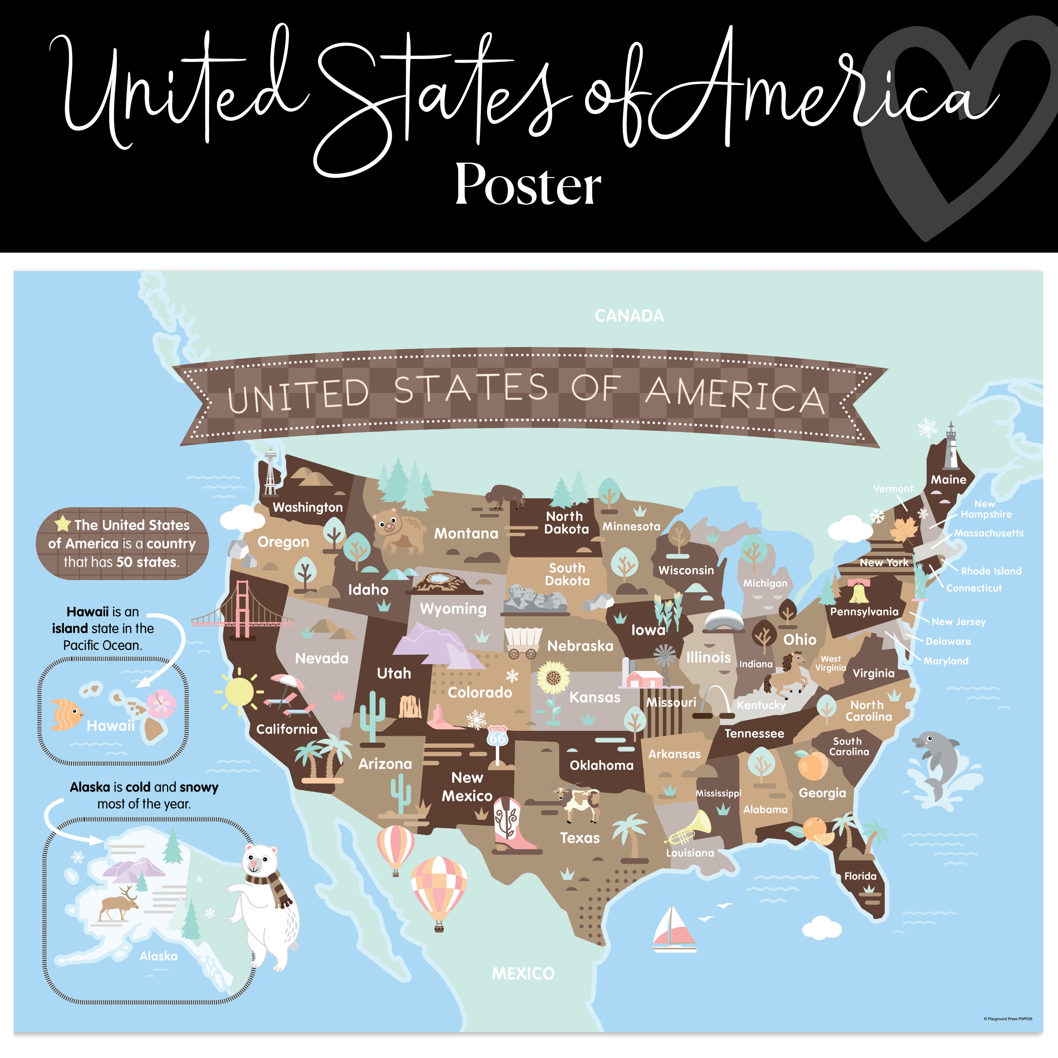 United States of America Map | Classroom Posters | Neutral Classroom D ...