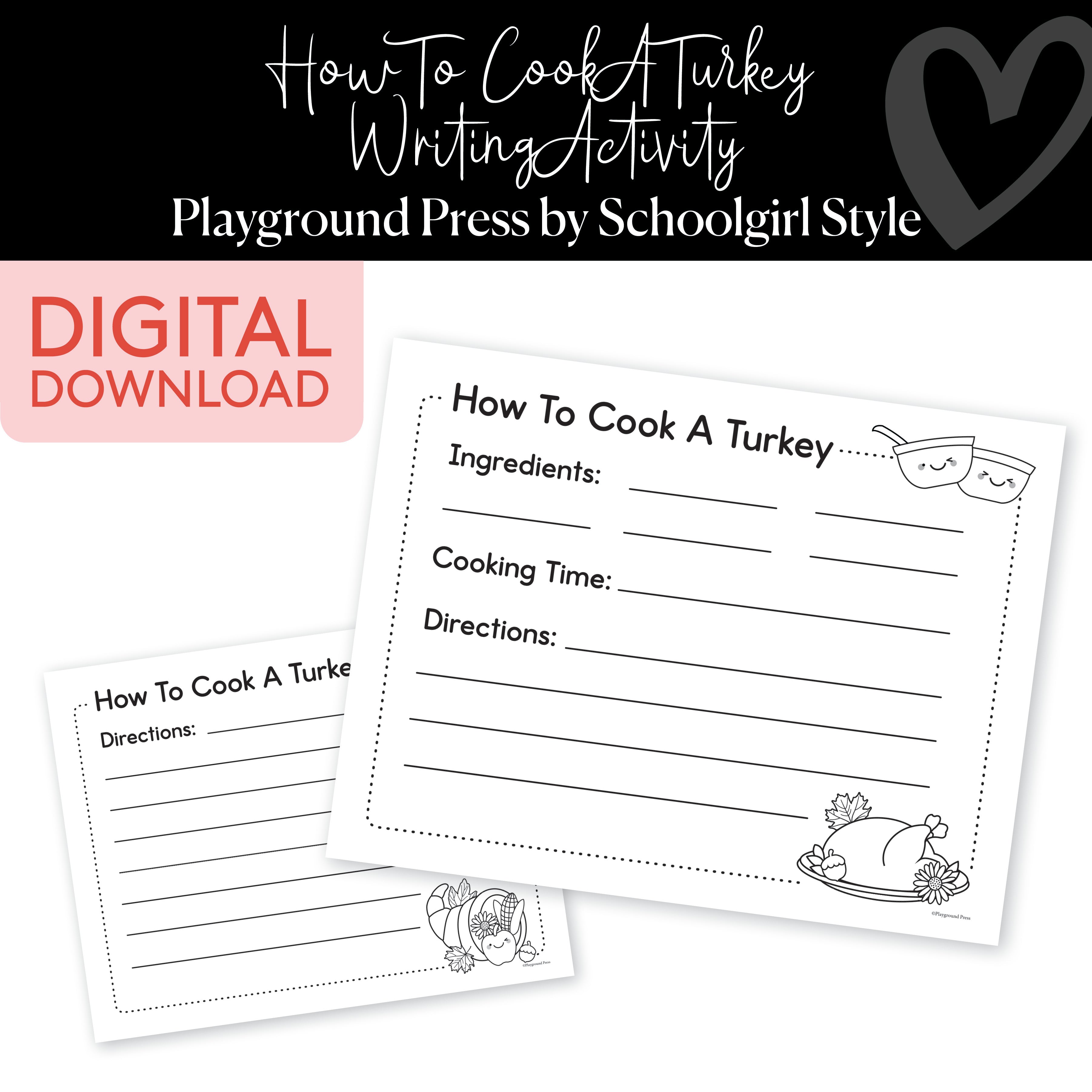 How to Cook a Turkey | November Writing Prompt | Playground Press by S ...