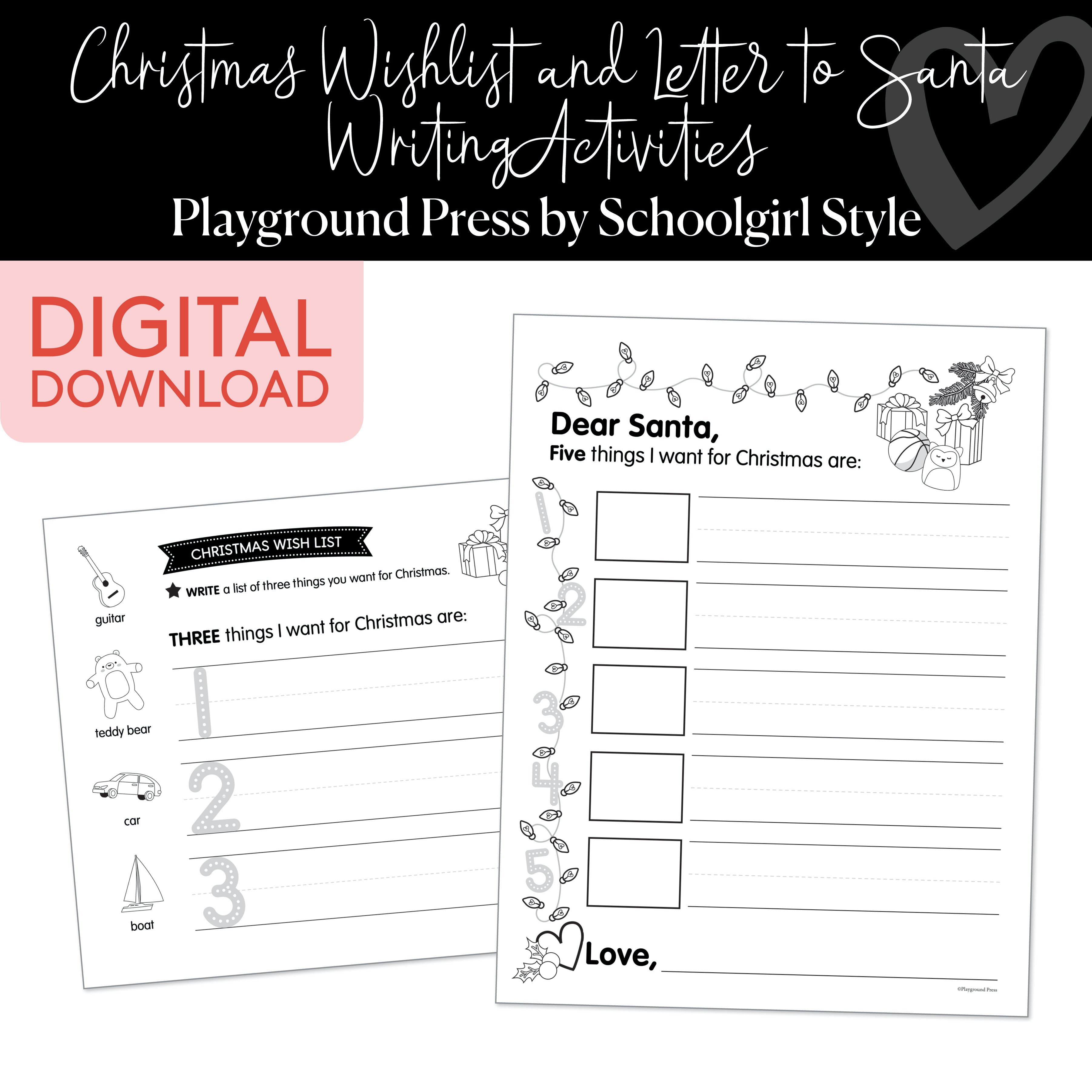 Christmas Wishlist and Letter to Santa Writing Activities | Playground ...