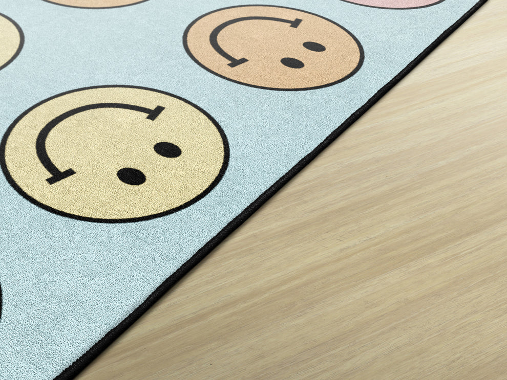 Pastel Rainbow Smileys Classroom Rug for Fun Learning – Schoolgirl Style