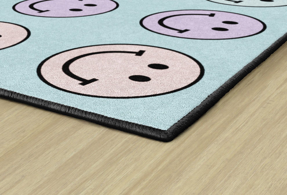 Pastel Rainbow Smileys Classroom Rug for Fun Learning – Schoolgirl Style