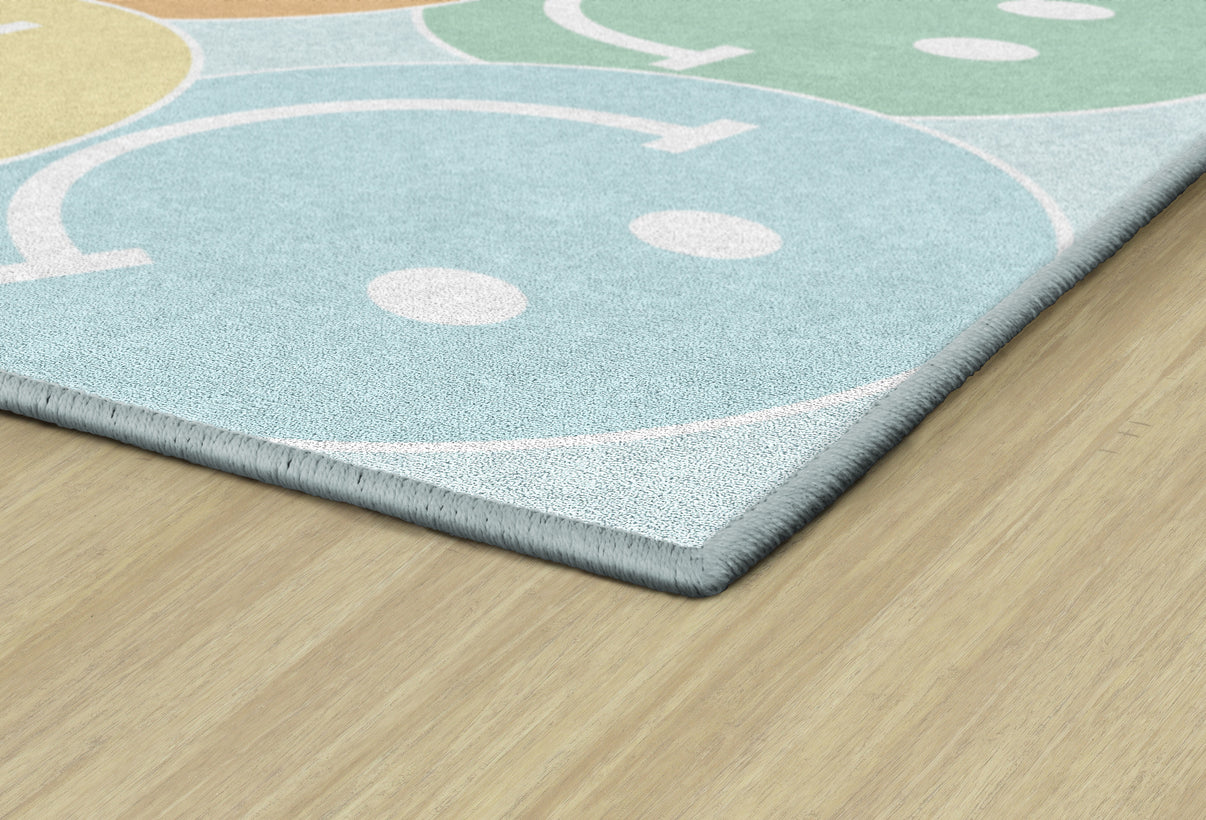 Pastel Rainbow Smileys Classroom Rug by Schoolgirl Style