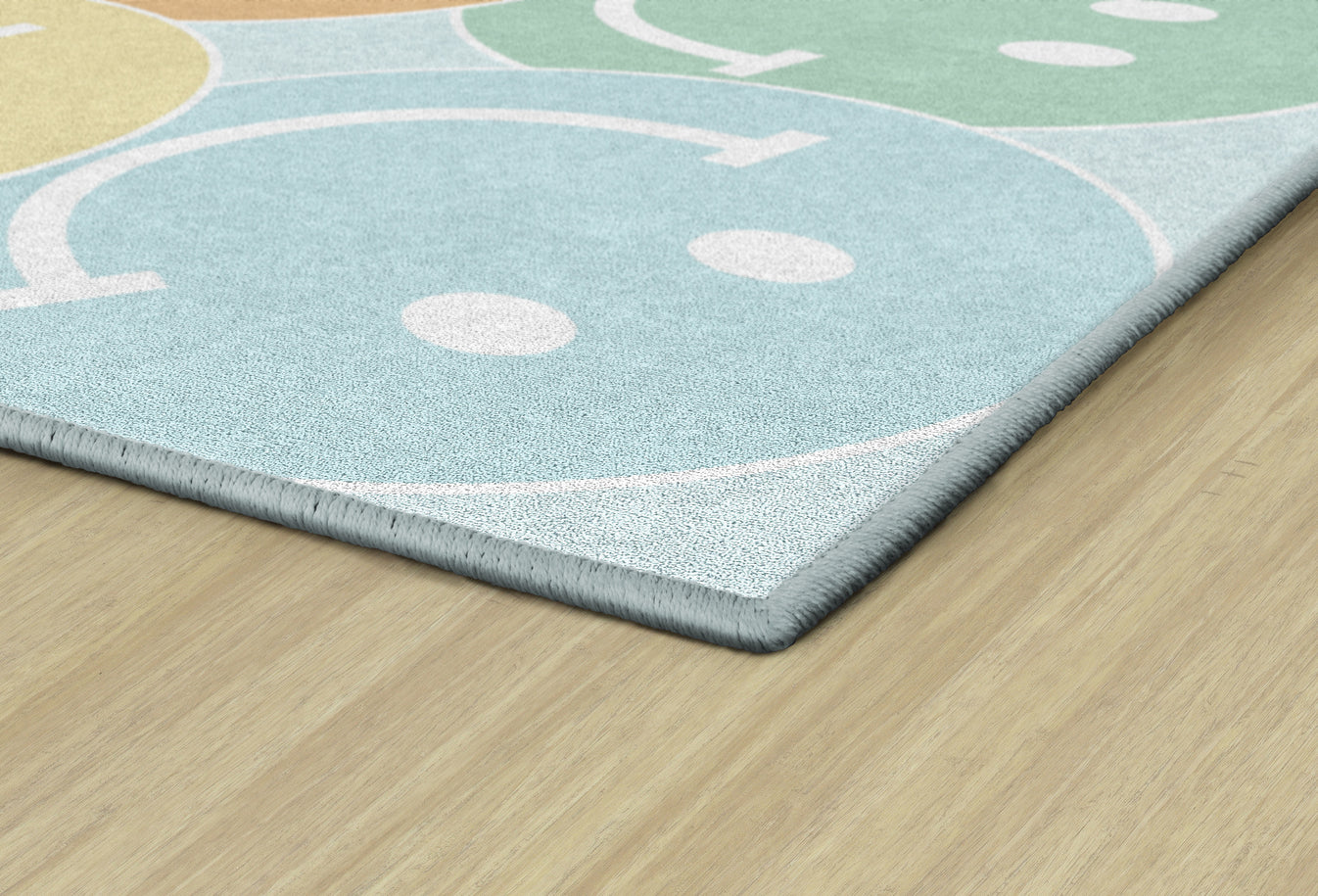 Pastel Rainbow Smileys Classroom Rug by Schoolgirl Style