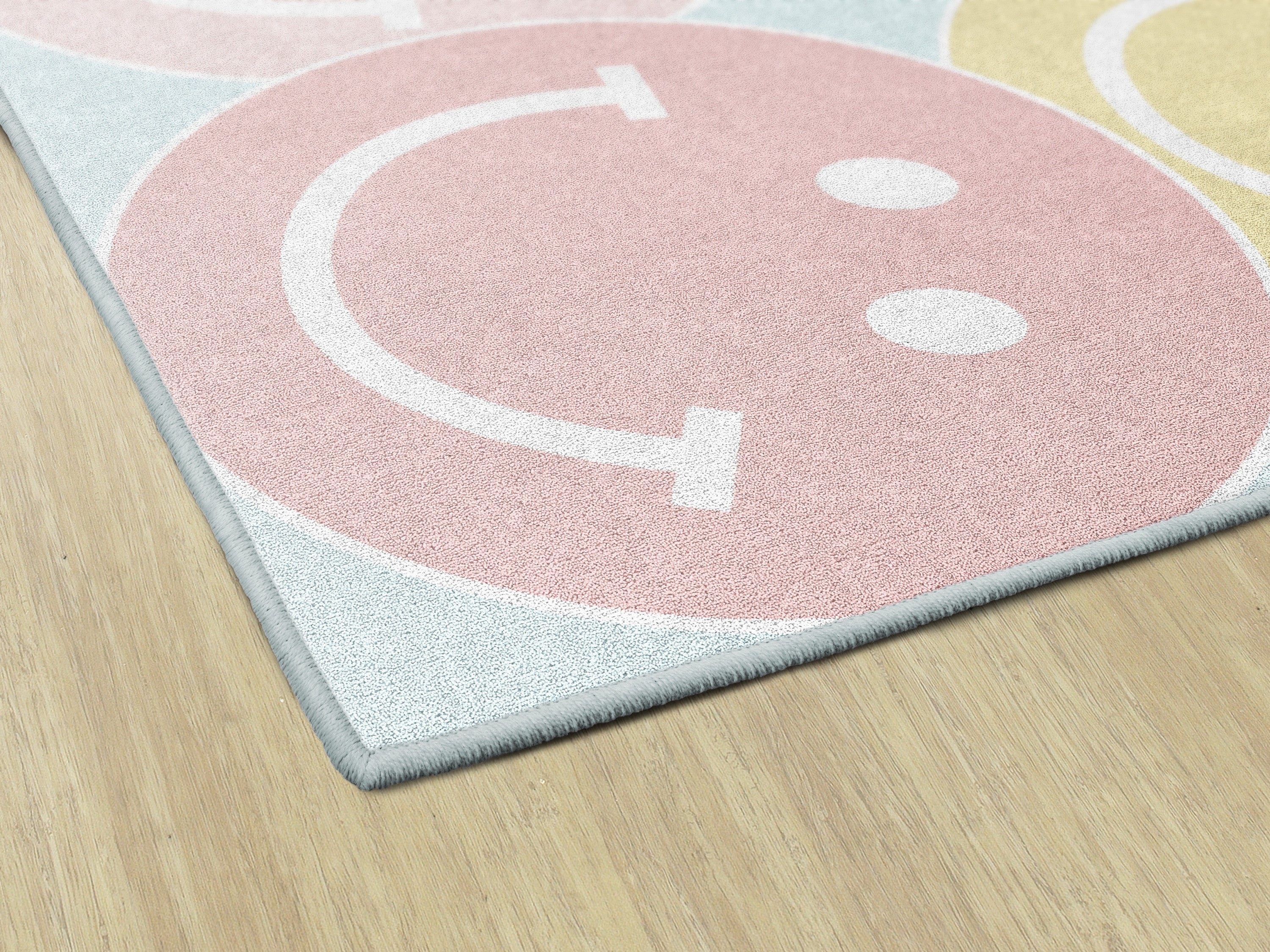 Pastel Rainbow Smileys Classroom Rug by Schoolgirl Style