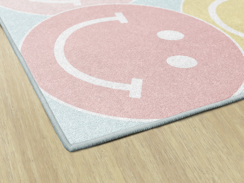 Pastel Rainbow Smileys Classroom Rug by Schoolgirl Style