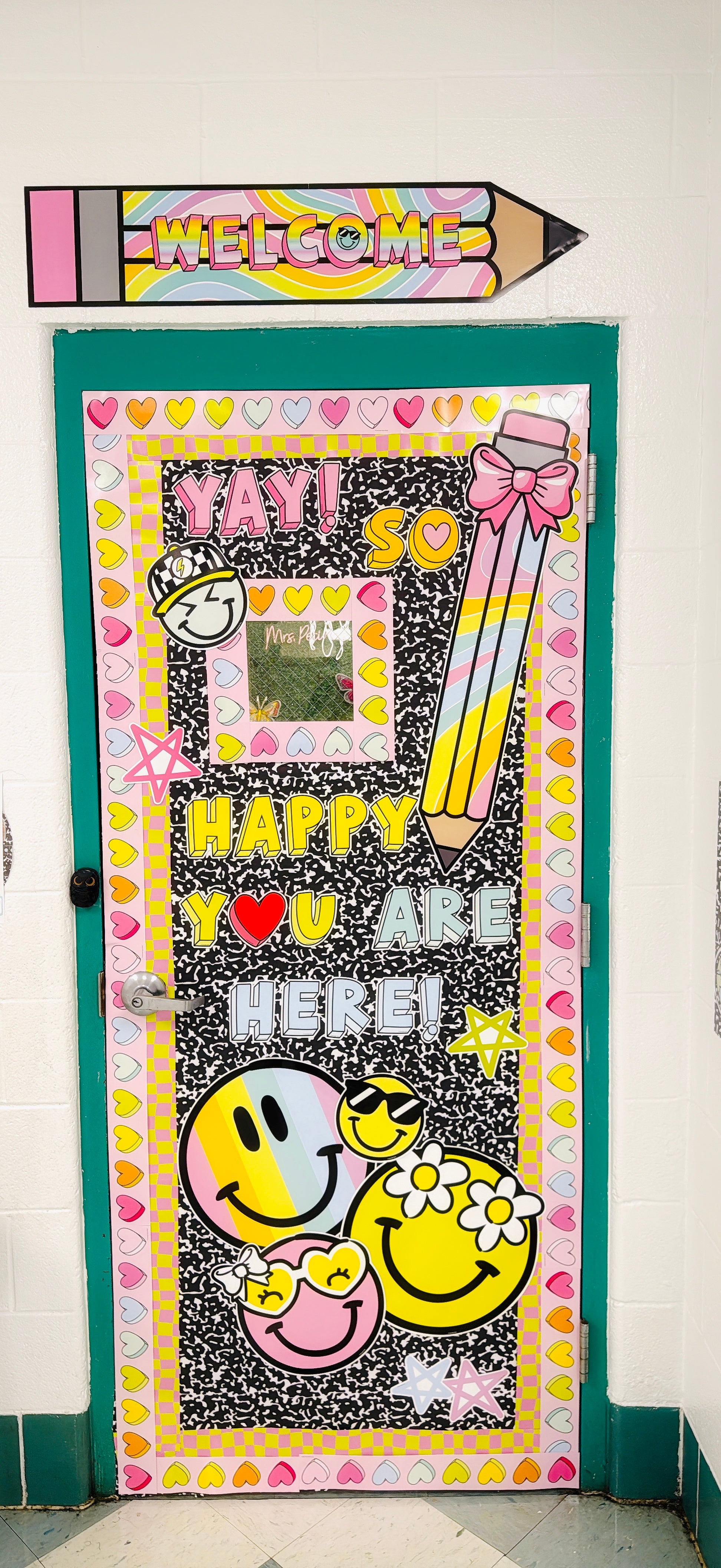 So Happy You Are Here Rainbow Pastel Classroom Door Decor | Emotional ...