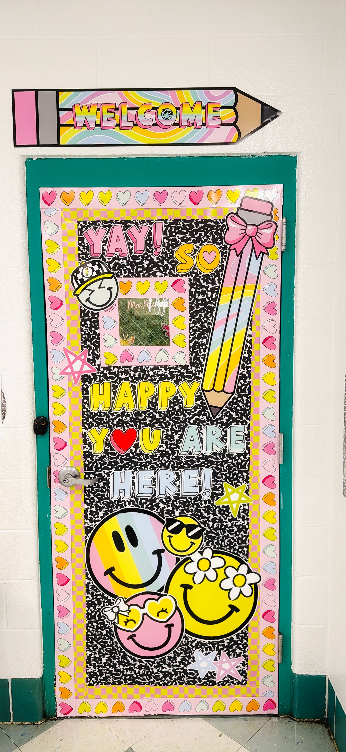 So Happy You Are Here Rainbow Pastel Classroom Door Decor | Emotional ...